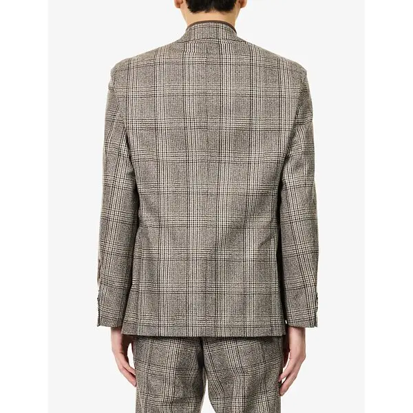 OSCAR JACOBSON Ferry Patch Checked Wool Blazer