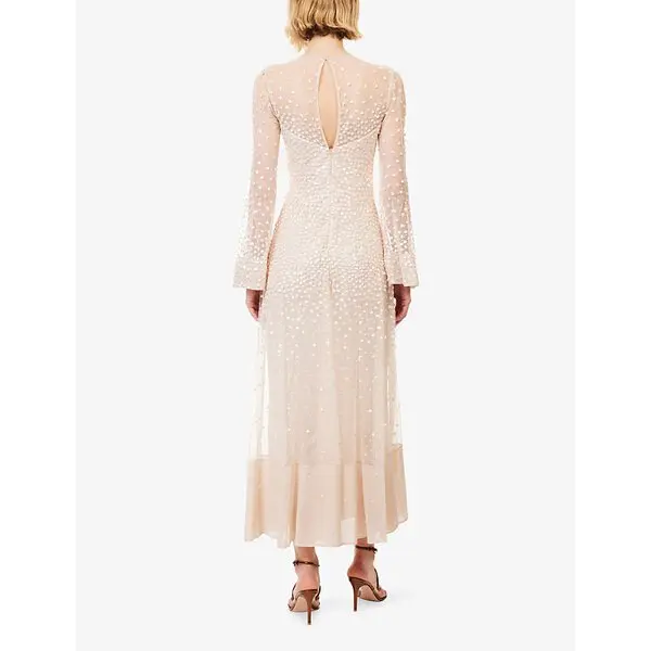 NEEDLE & THREAD Sequin Cascade Long-sleeve Woven Gown