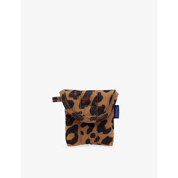 Baggu Puffy Leopard-print Woven Earbuds Case - One-color