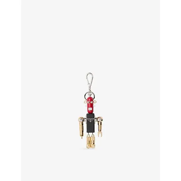 Prada Robot Saffiano Leather Bag Charm - Black