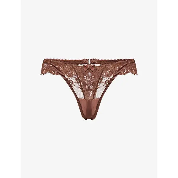 Lounge Flutter Lace Thong - Chocolate
