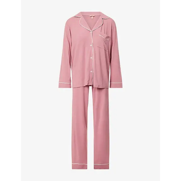 Eberjey Gisele Long-sleeve Modal-jersey Pyjama Set - Berry Blush/ivory
