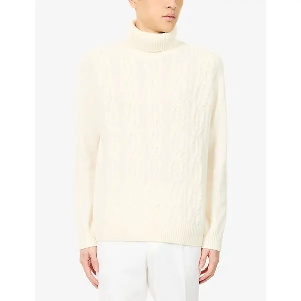 OSCAR JACOBSON Cable-knitted Wool-blend Jumper