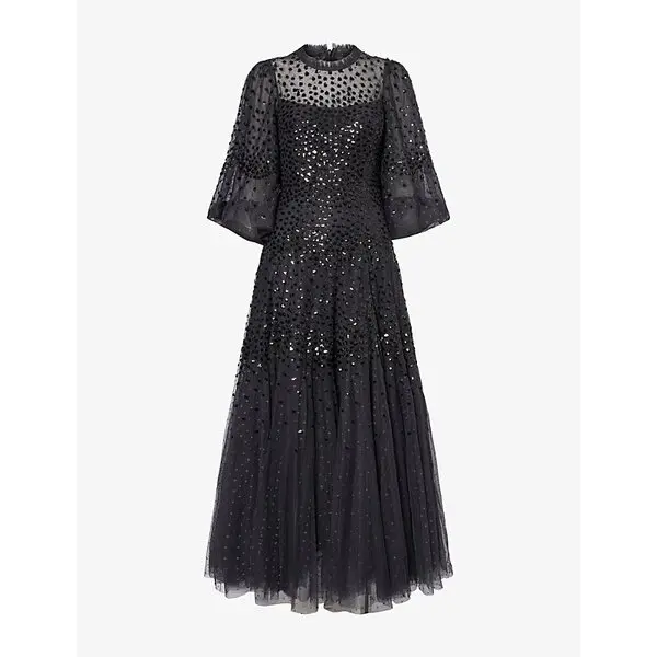 NEEDLE & THREAD Scallop Sequin Woven Gown