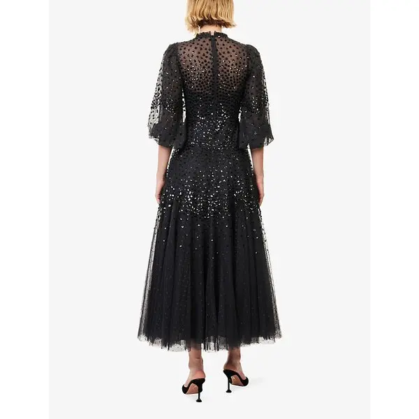 NEEDLE & THREAD Scallop Sequin Woven Gown
