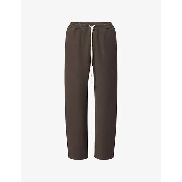 THE COUTURE CLUB Ribbed Wide-leg Cotton-jersey Jogging Bottoms - Brown