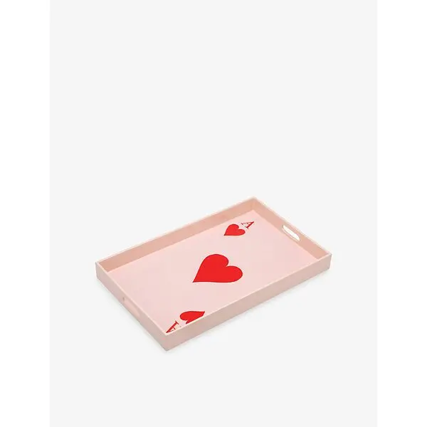 ANNA + NINA Queen Of Hearts Wood Tray - Pink