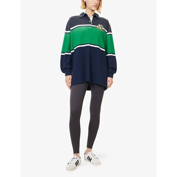 L.A-SPACE High-waisted Embroidered-logo Stretch-jersey Leggings
