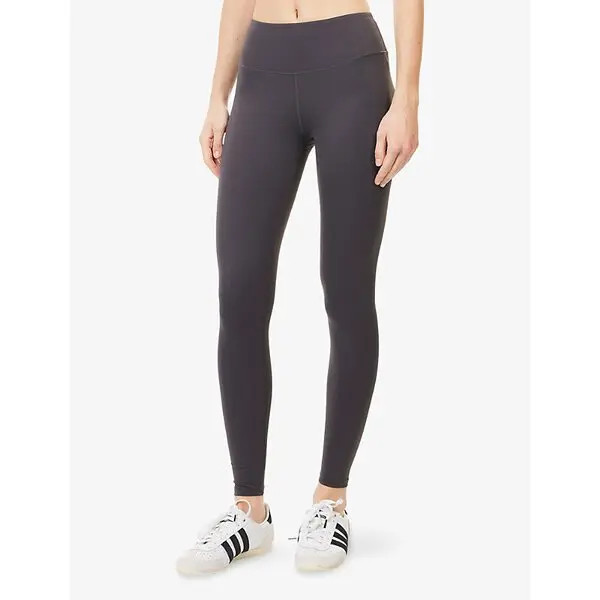 L.A-SPACE High-waisted Embroidered-logo Stretch-jersey Leggings