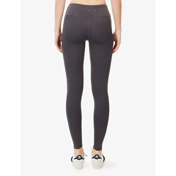 L.A-SPACE High-waisted Embroidered-logo Stretch-jersey Leggings