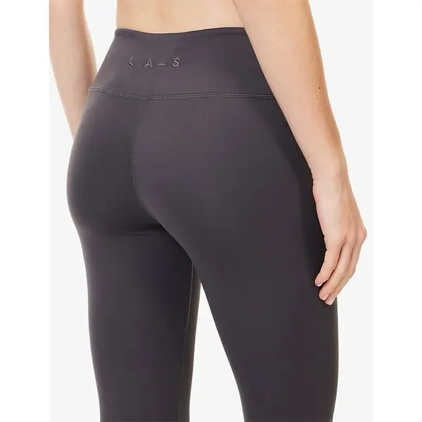 L.A-SPACE High-waisted Embroidered-logo Stretch-jersey Leggings