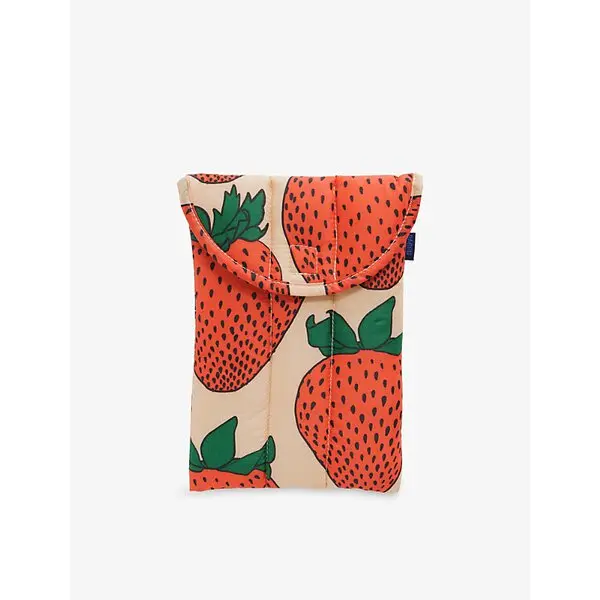Baggu Strawberry-print Puffy Woven 8' Tablet Sleeve - One-color