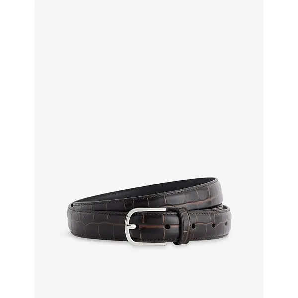 TOTEME Embossed Croc Leather Belt - Chocolate
