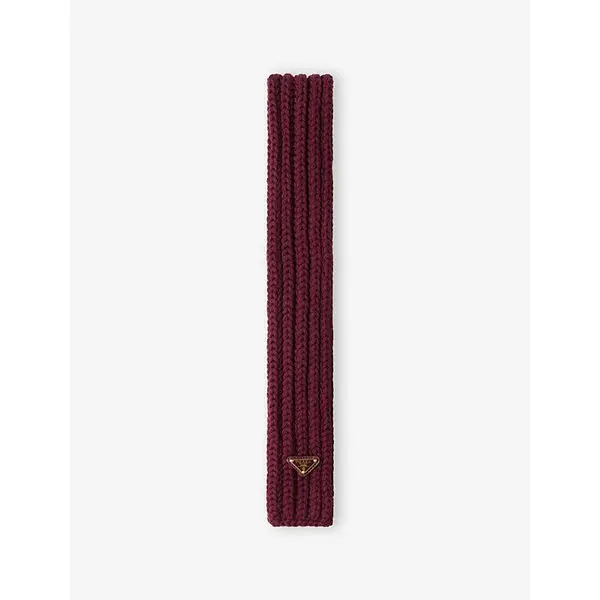 Prada Logo-plaque Wool Scarf - Burgundy