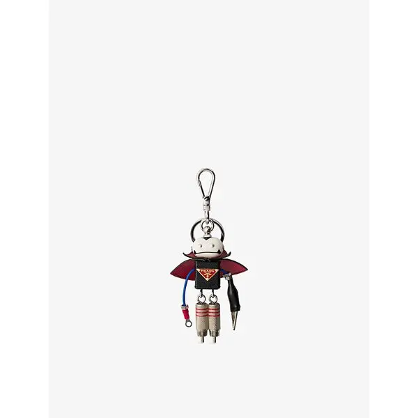 Prada Robot Saffiano Leather Bag Charm - Black