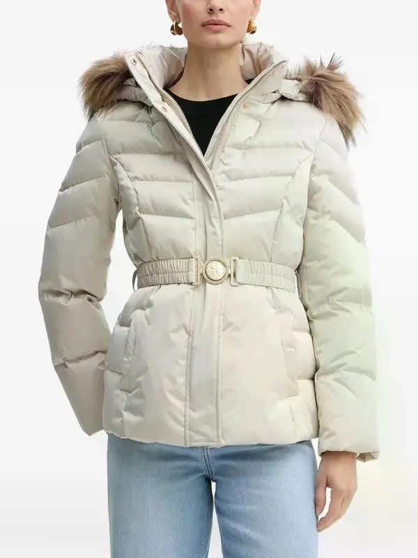 Guess Fur-trim Belted Jacket