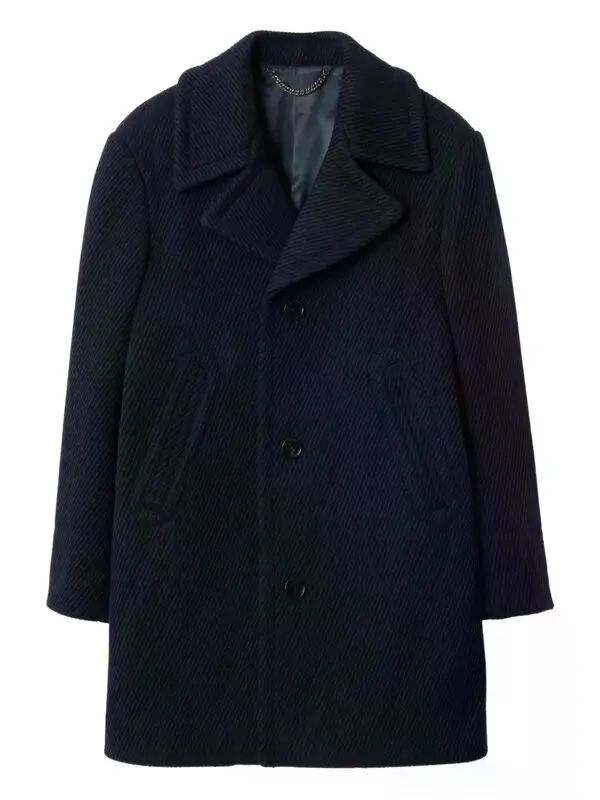 Burberry Single-breasted Wool Coat - Blue