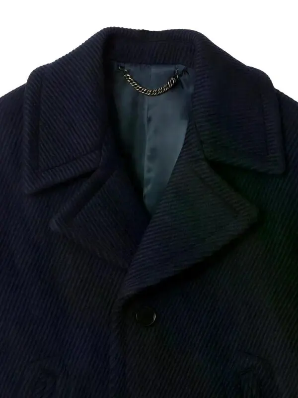 Burberry Single-breasted Wool Coat - Blue