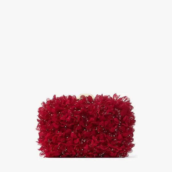 JIMMY CHOO Cloud Satin Clutch With Petal Embroidery