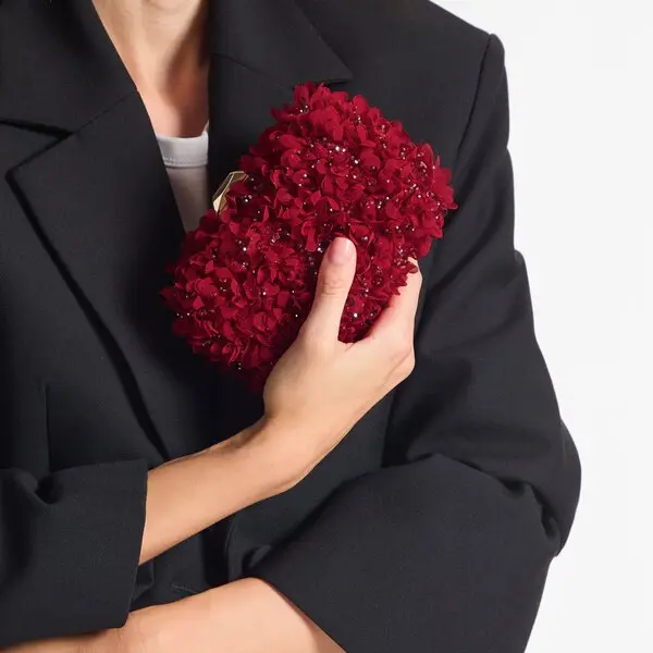 JIMMY CHOO Cloud Satin Clutch With Petal Embroidery