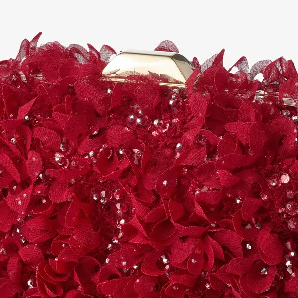 JIMMY CHOO Cloud Satin Clutch With Petal Embroidery