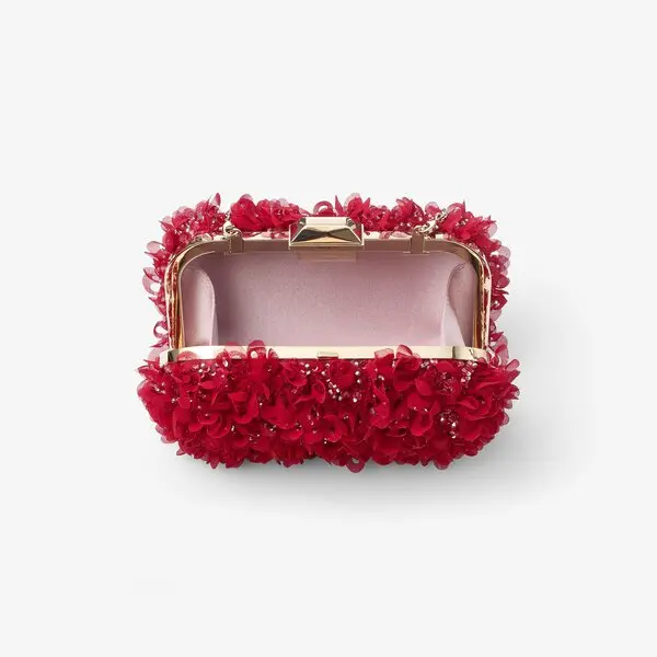 JIMMY CHOO Cloud Satin Clutch With Petal Embroidery