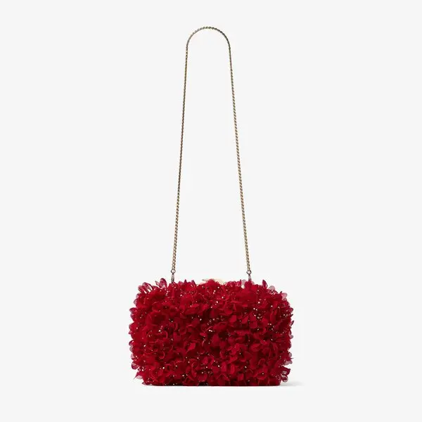 JIMMY CHOO Cloud Satin Clutch With Petal Embroidery