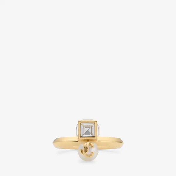 JIMMY CHOO Jc Pearl And Crystal Cube Ring - Gold/white/crystal