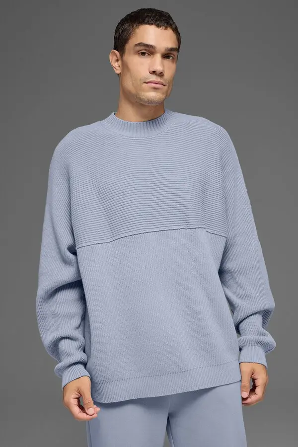 Alo Yoga Domain Shift Rib Knit Crewneck Top - Winter Frost