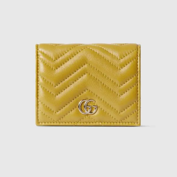 Gucci Gg Marmont Card Case Wallet - Yellow