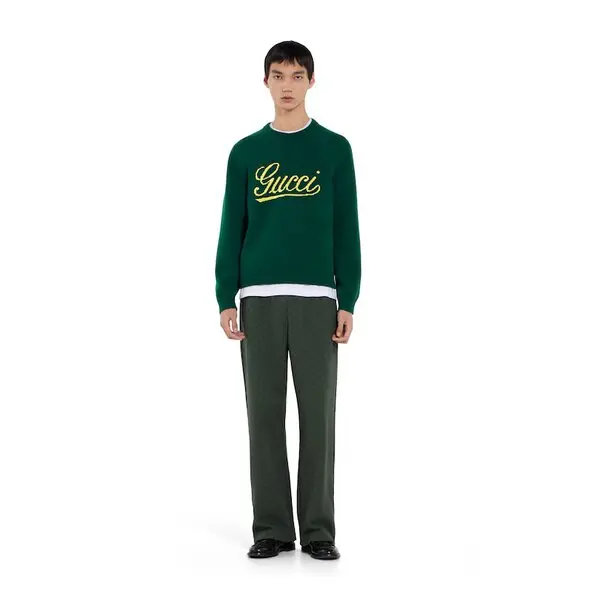 Gucci Knit Wool Sweater With Intarsia - Green