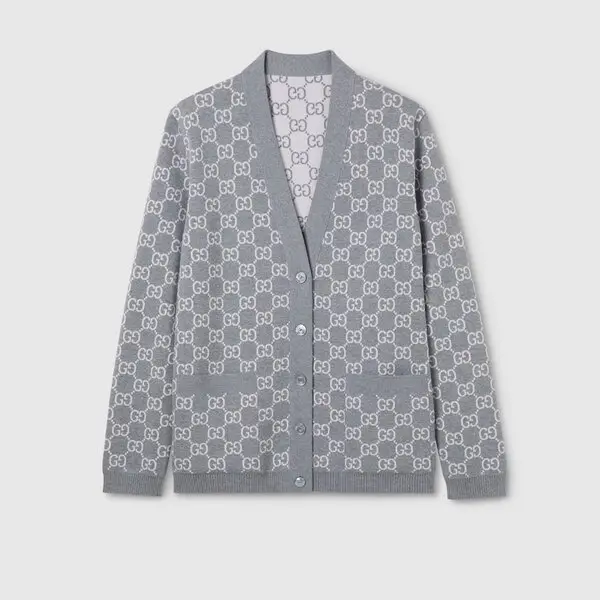 Gucci Reversible Gg Fine Wool Jacquard Cardigan