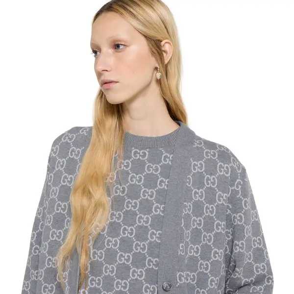 Gucci Reversible Gg Fine Wool Jacquard Cardigan
