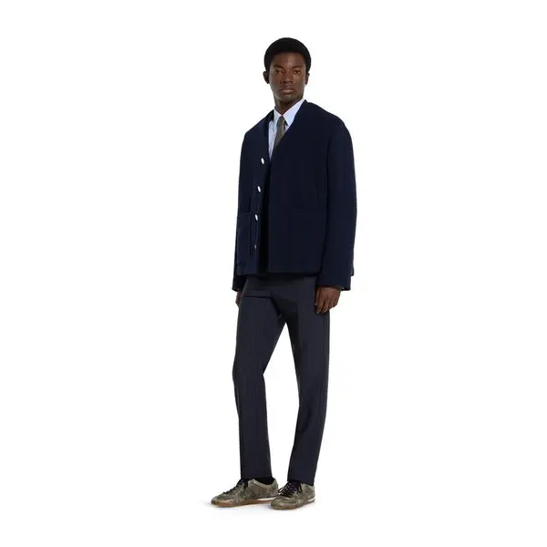 Gucci Pinstripe Wool Pants - Blue