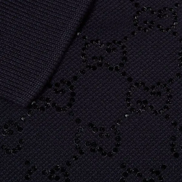 Gucci Cotton Piquet Polo Shirt With Crystals