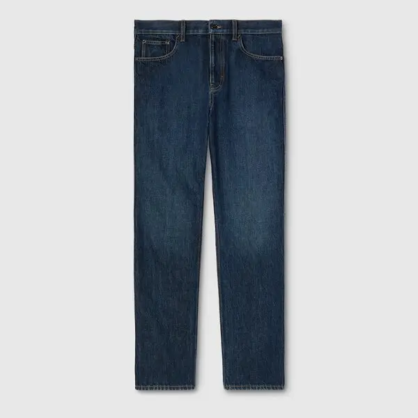 Gucci Slim Fit Cotton Denim Pants - Blue