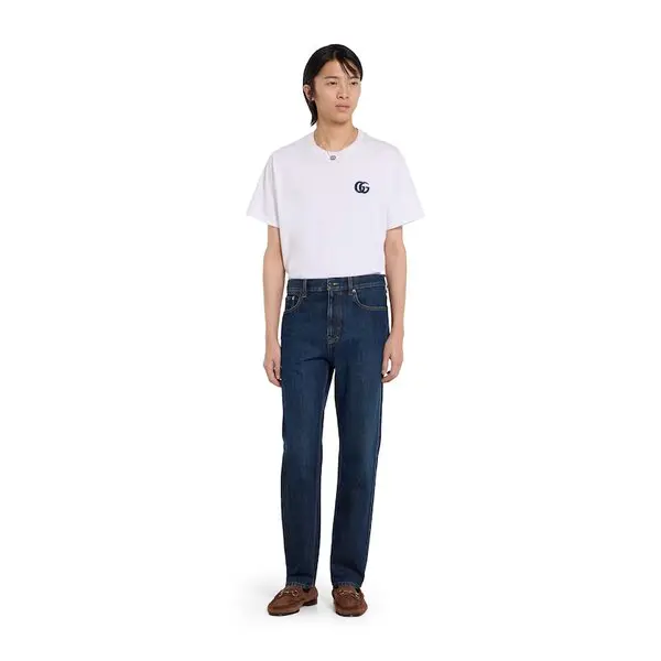 Gucci Slim Fit Cotton Denim Pants - Blue