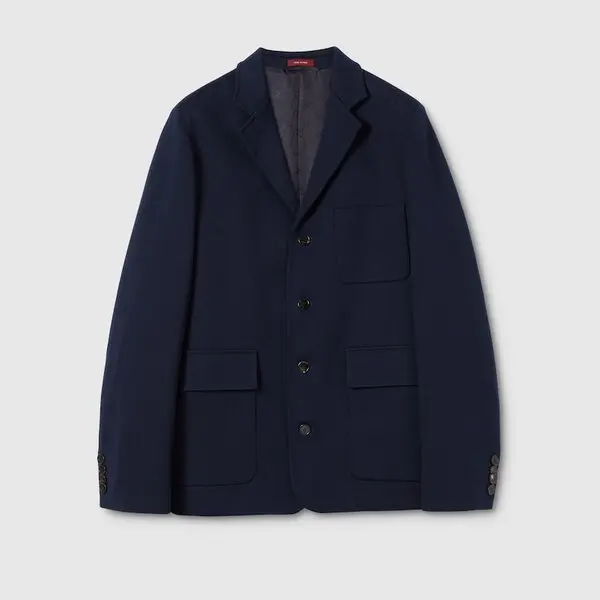 Gucci Single-breasted Cotton Jersey Jacket - Blue