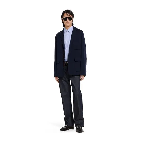 Gucci Single-breasted Cotton Jersey Jacket - Blue