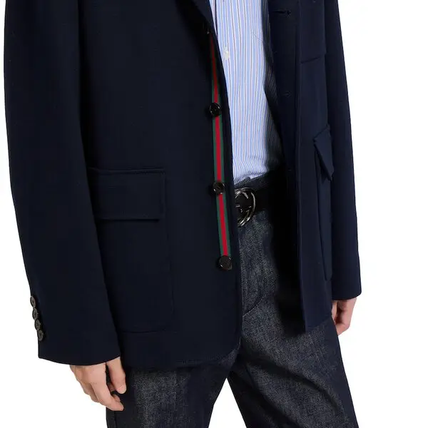 Gucci Single-breasted Cotton Jersey Jacket - Blue