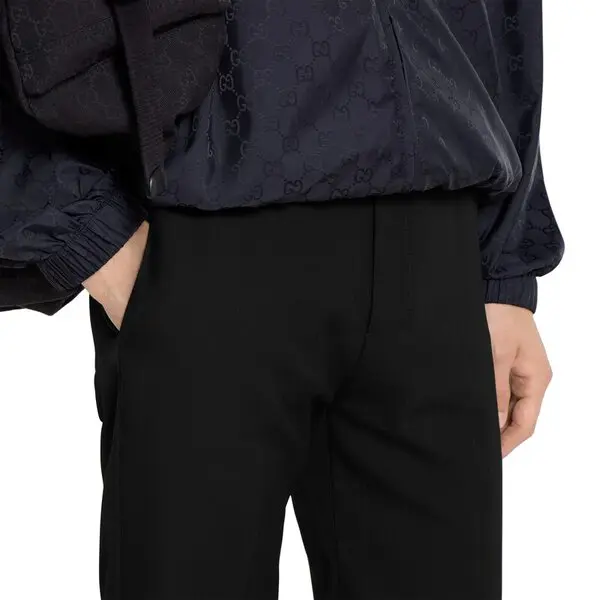Gucci Wool Gabardine Pant With Embroidery - Black