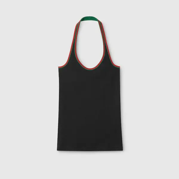 Gucci Heavy Cotton Rib Tank Top With Embroidery