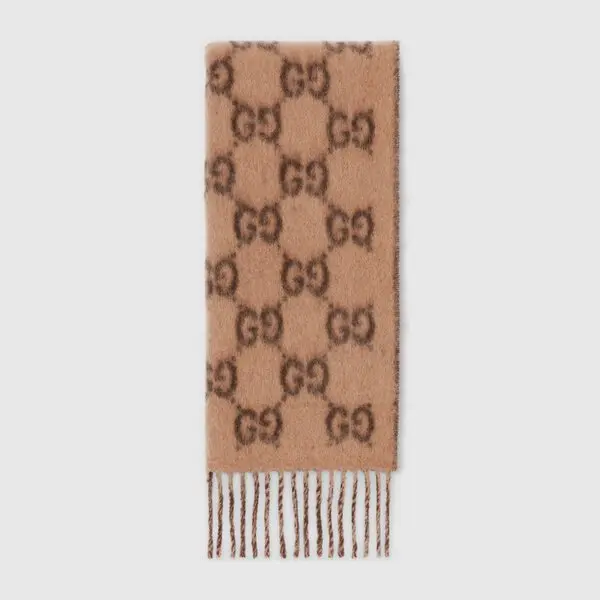 Gucci Gg Alpaca Wool Scarf Wool - Brown