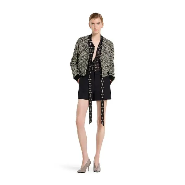 Gucci Laminated Wool Bouclé Jacket With Interlocking G Button