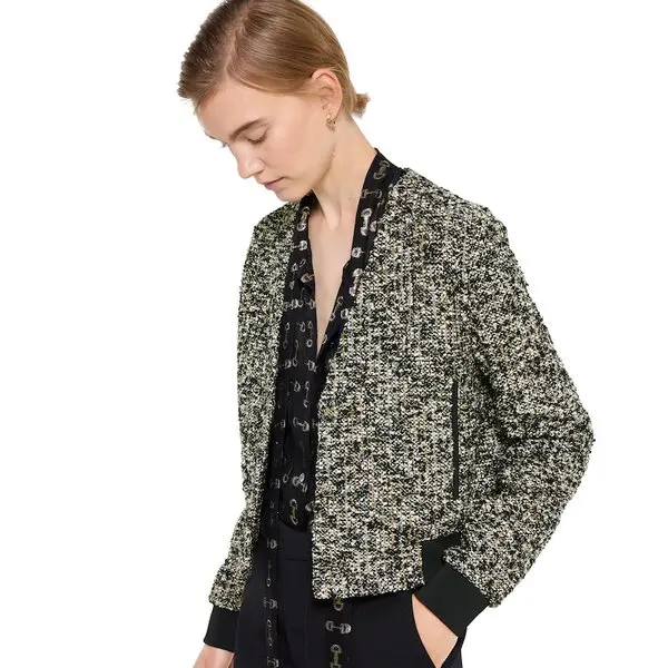 Gucci Laminated Wool Bouclé Jacket With Interlocking G Button