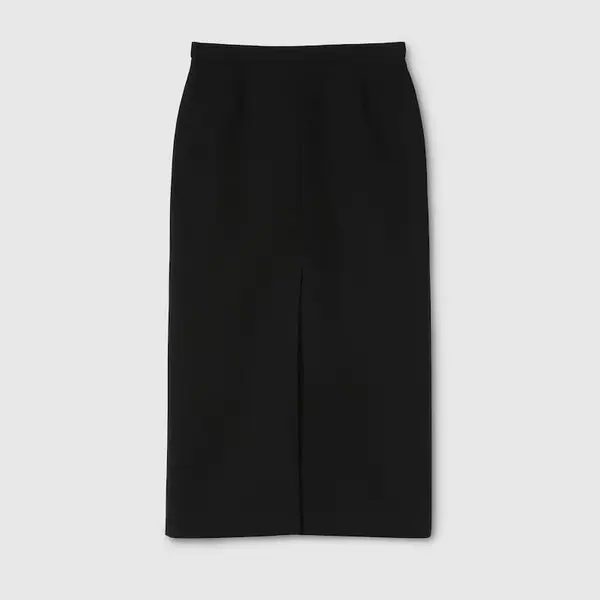 Gucci Wool Crêpe Skirt With Logo