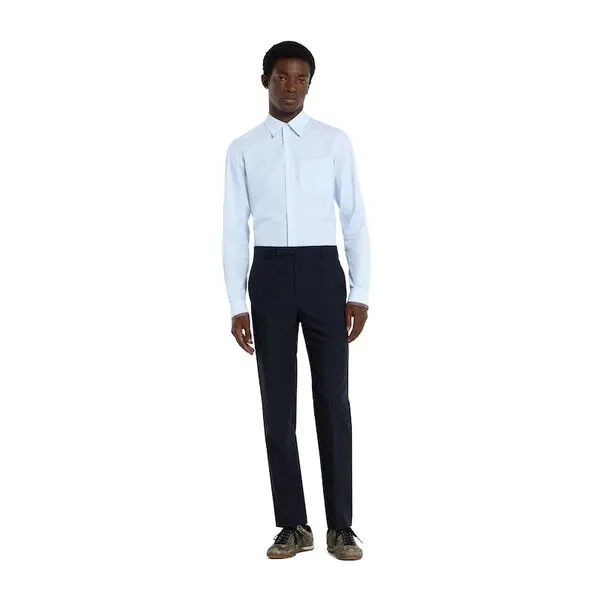 Gucci Striped Cotton Shirt With Web - Blue