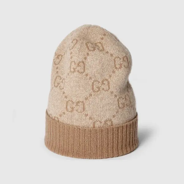 Gucci Gg Cashmere Lamé Beanie - White