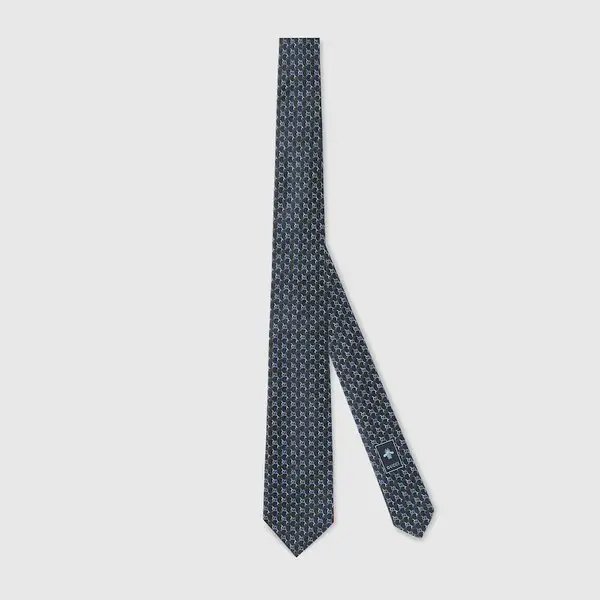 Gucci Gg Silk Jacquard Neck Tie - Blue