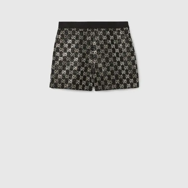 Gucci Embroidered Wool Tweed Lamé Shorts